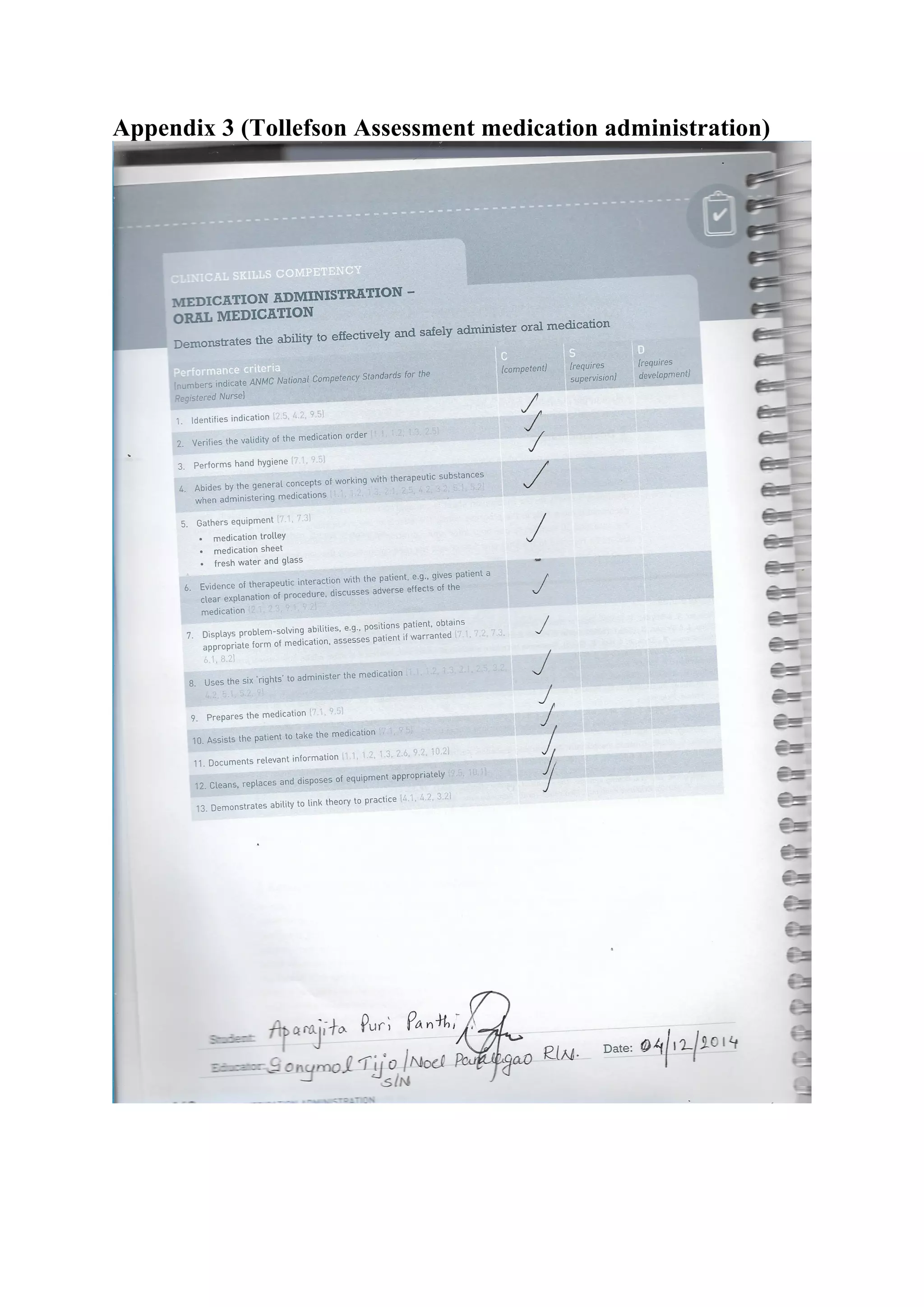 Appendix 3 (Tollefson Assessment Medication Administration) | PDF