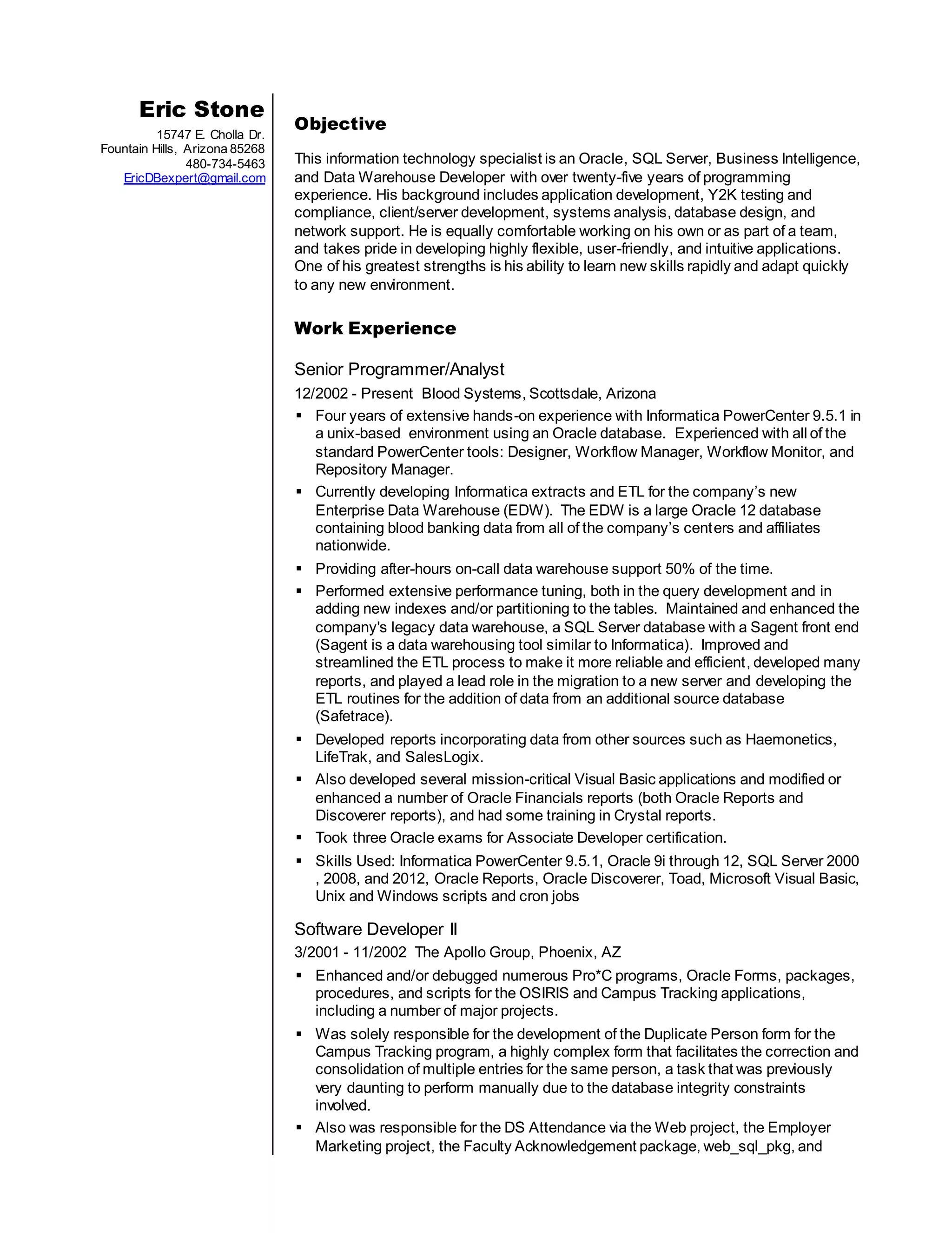 Eric Stone's Resume | PDF