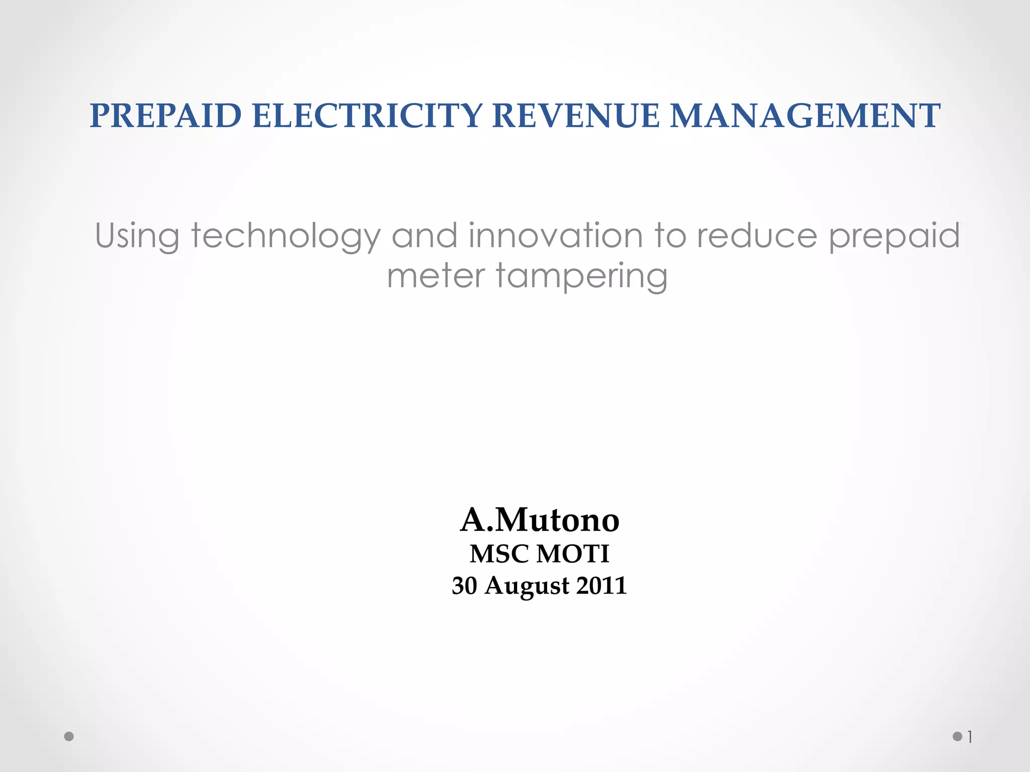 PREPAID ELECTRICITY REVENUE MANAGEMENT oral defense | PDF