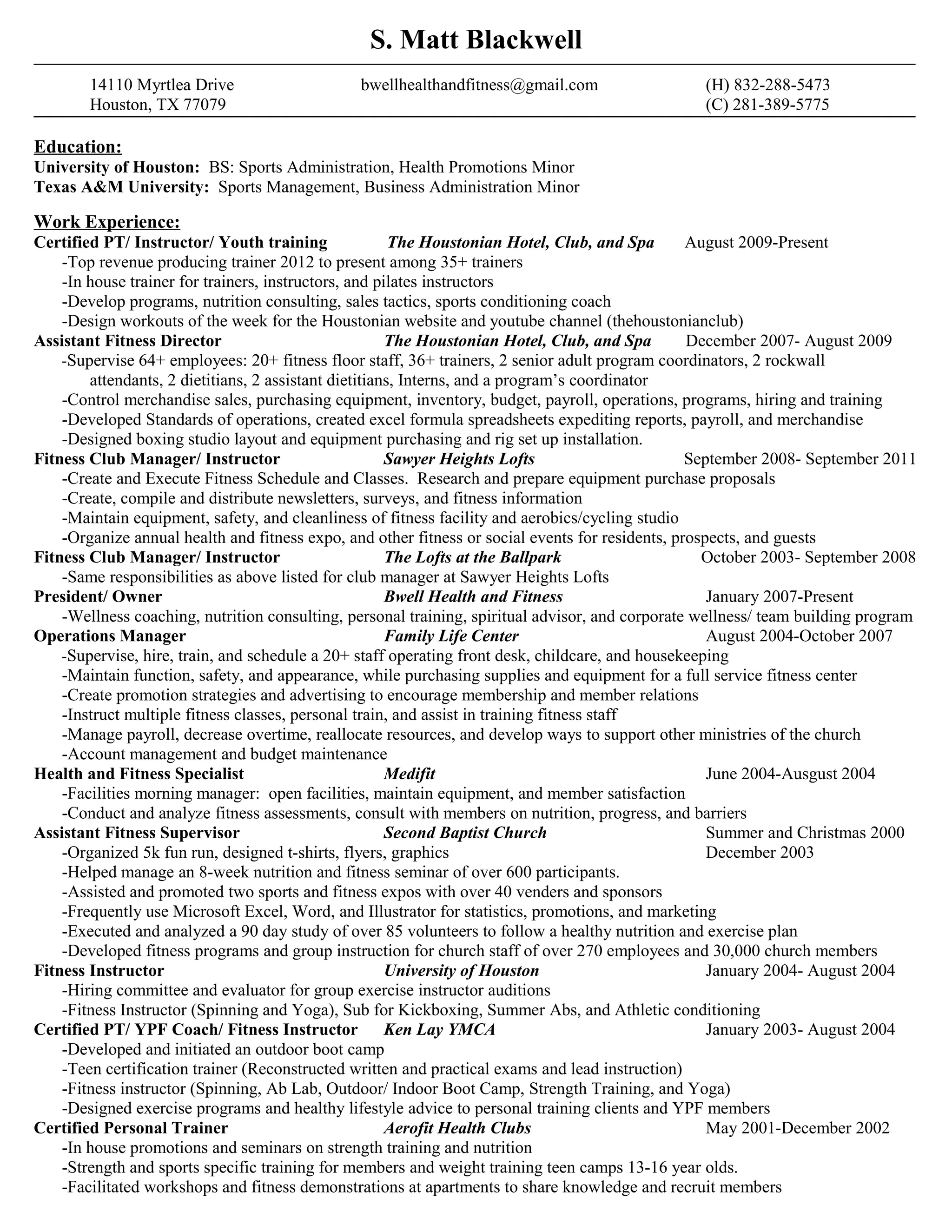 Matt Blackwell Resume | DOC