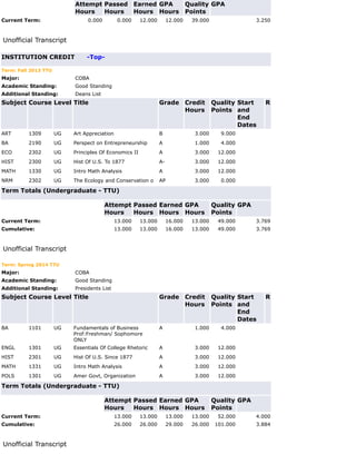 Academic Transcript 2017 | PDF