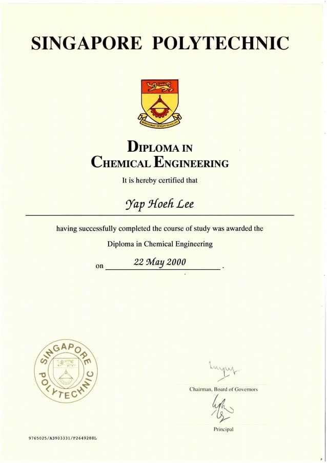 Yap Hoeh Lee SP Diploma Certificate | PDF