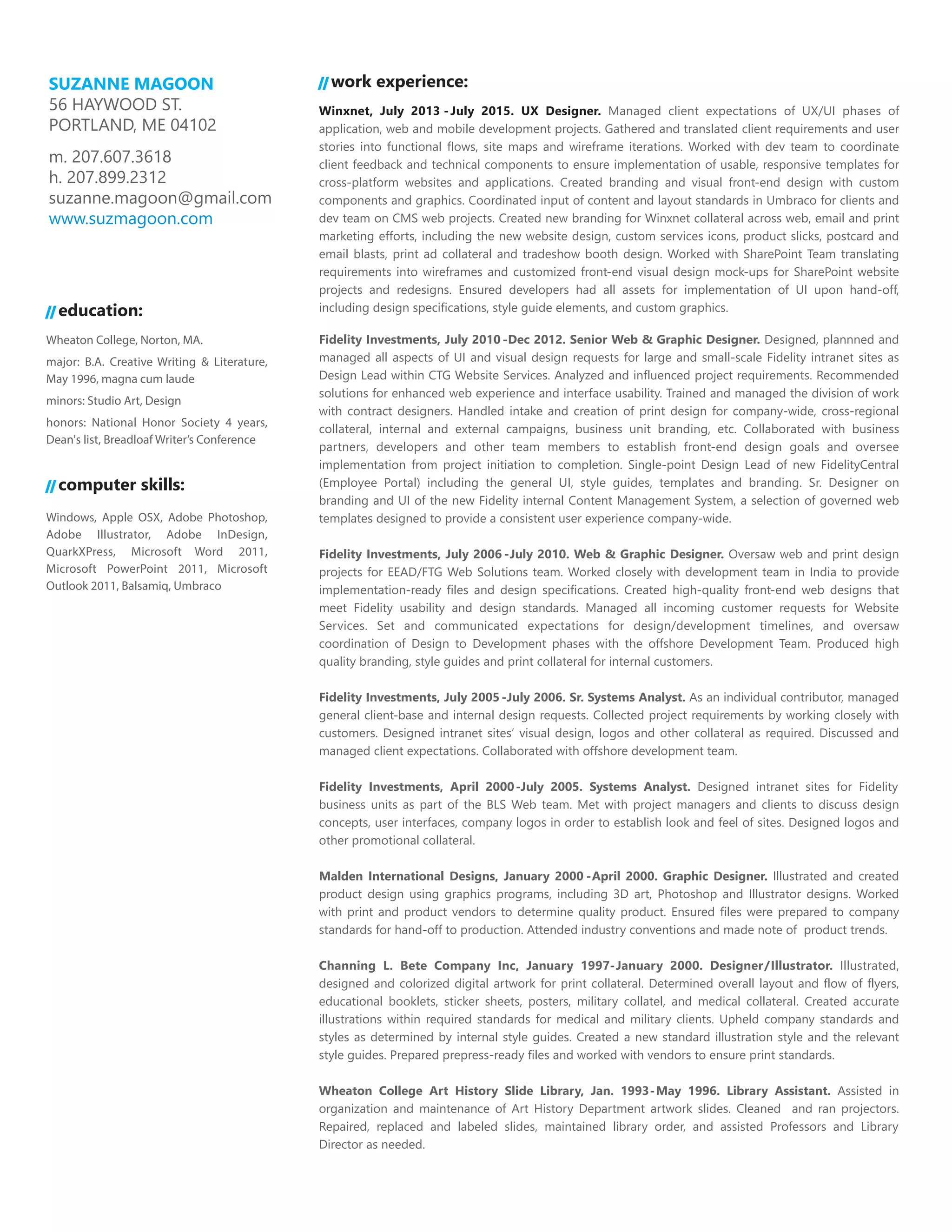 SuzanneMagoon_resume | PDF | Desktop Publishing | Computer Software and Applications
