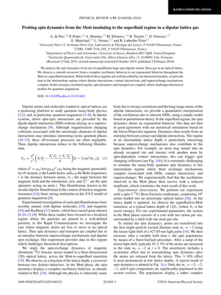 Probing spin dynamics from the Mott insulating to the superfluid regime in a dipolar lattice gas ...