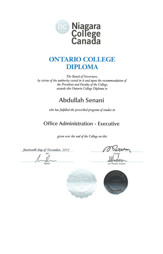 Diploma - Office Administration Executive - Niagara College Canada.PDF Diploma - Office Administration Executive - Niagara College Canada.PDF