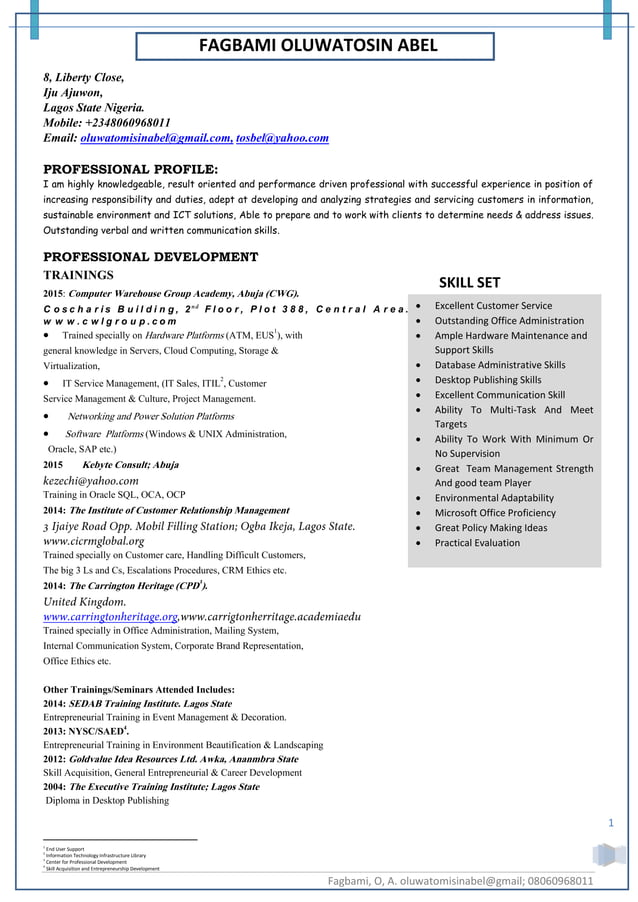 fagbami Oluwatosin CV | PDF