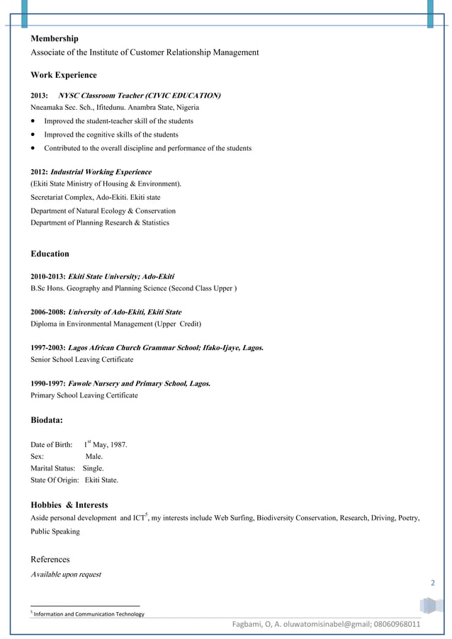 fagbami Oluwatosin CV | PDF