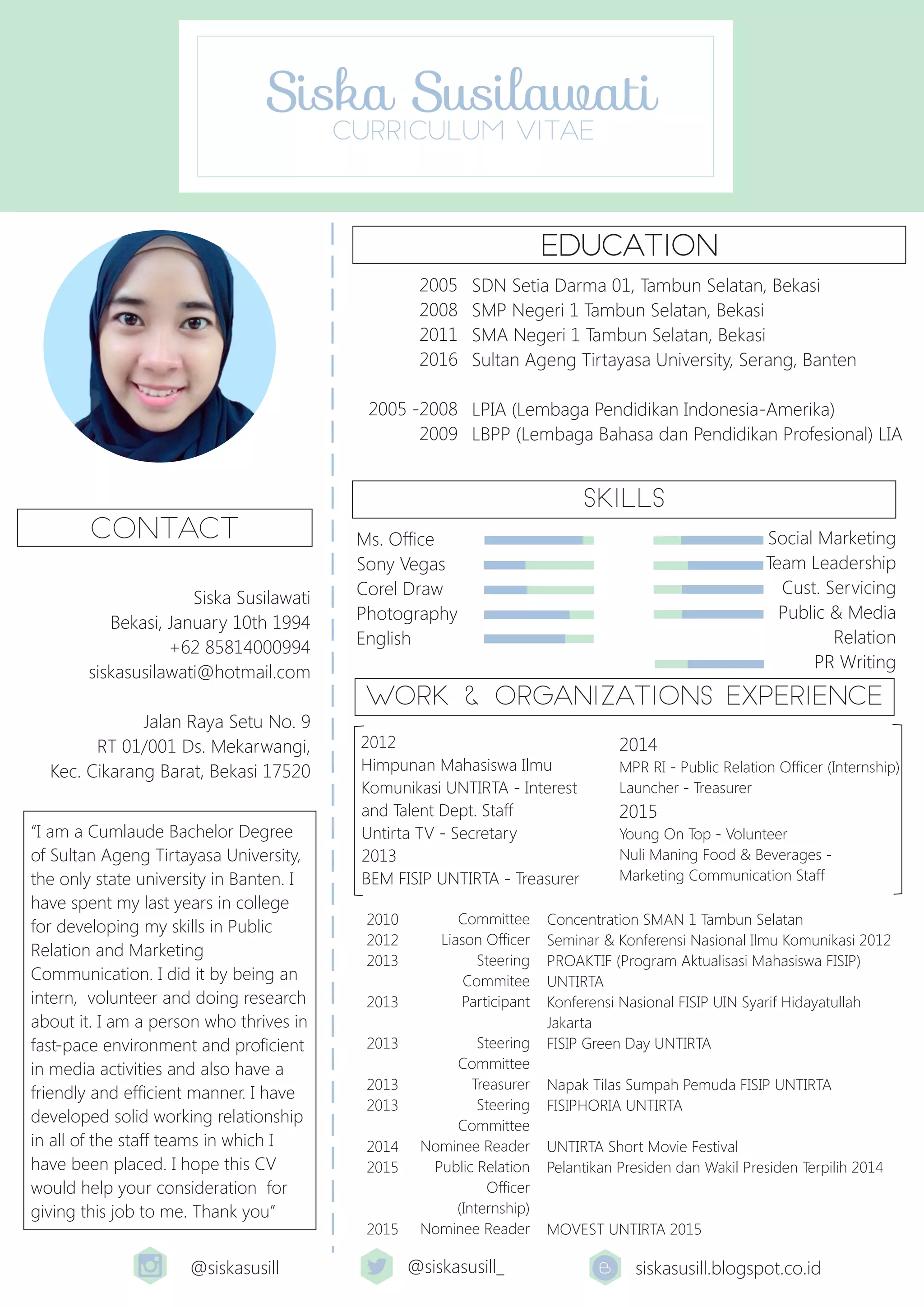 CV Siska Susilawati | PDF