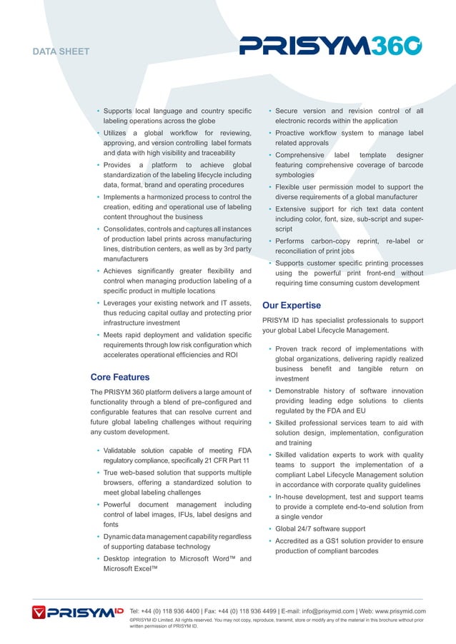 PRISYM 360 EU Datasheet | PDF | Computer Software and Applications ...