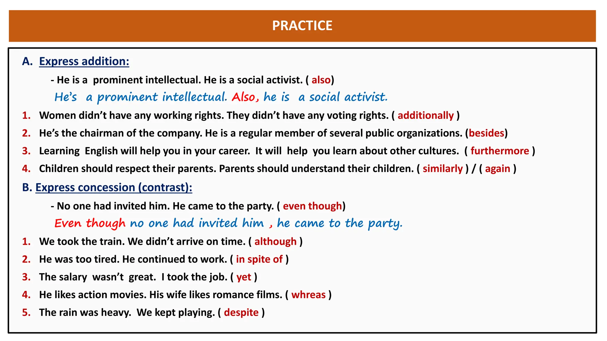 2 Bac - Expressing addition and concession.pptx
