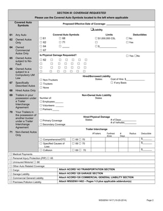 ACE Westchester GENERAL FREIGHT Commercial Auto Application | DOC