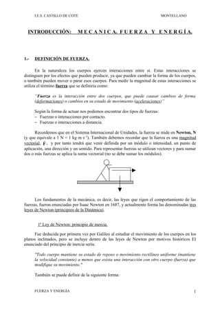 2º Bachillerato: Mecanica (Fuerzas y Energía) | PDF