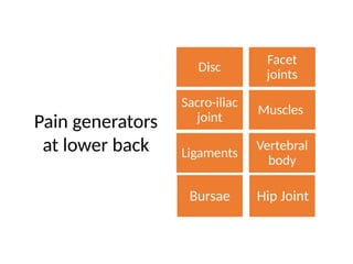Evaluation of Back Pain: Clinical Identification of Pain Generators ...