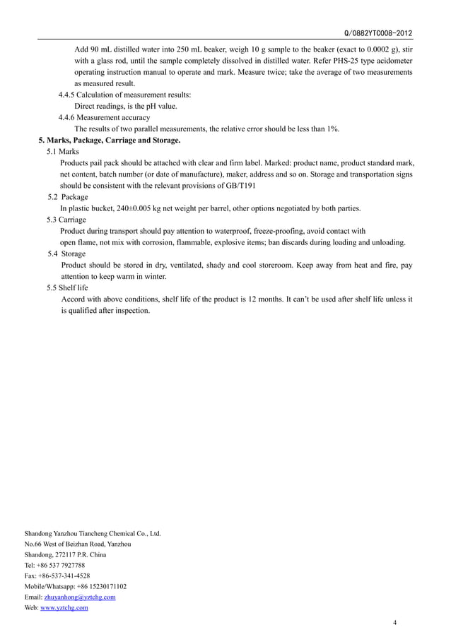 Cationic reagent PTAC 65% information | PDF