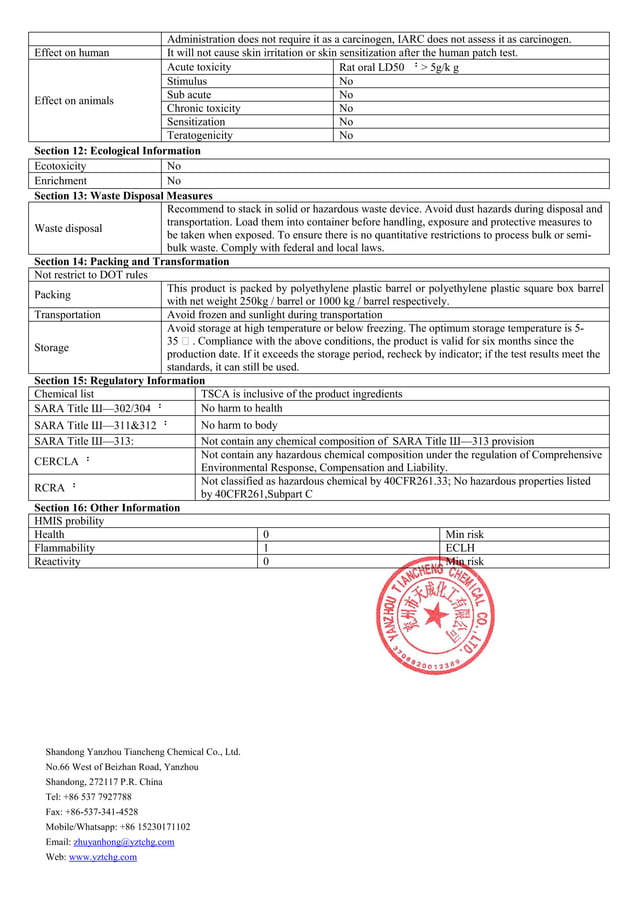 Cationic reagent PTAC 65% information | PDF