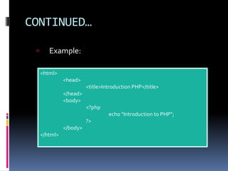 Basics Of Php | Ppt