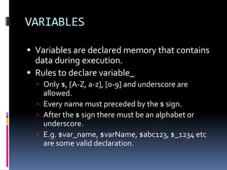 basics of php | PPTX | Web Development | Internet