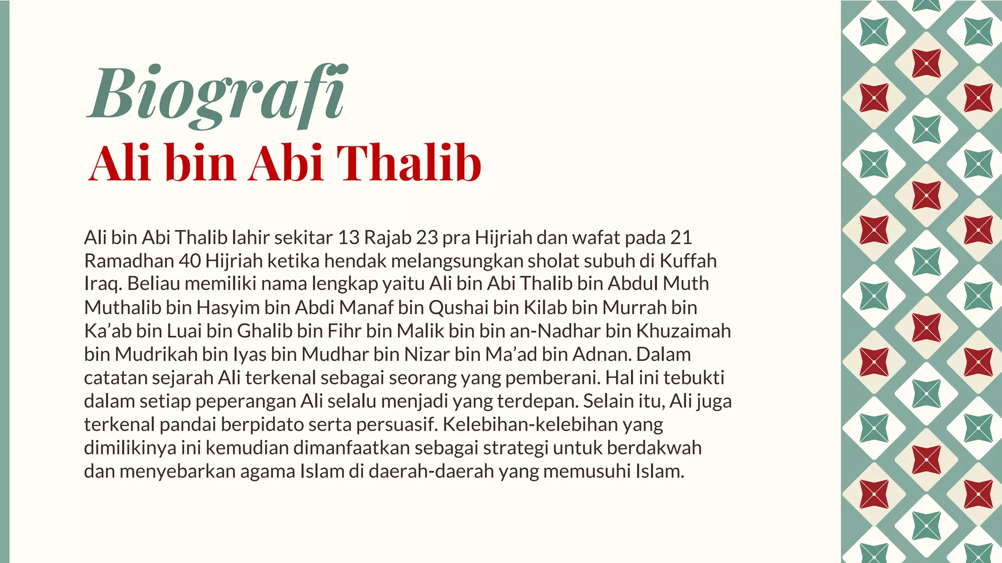 Kepemimpinan Ali bin Abi Thalib | PPTX