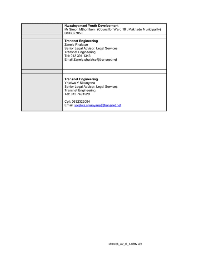 Mkateko Ernest_CV_ to Liberty Life | DOC