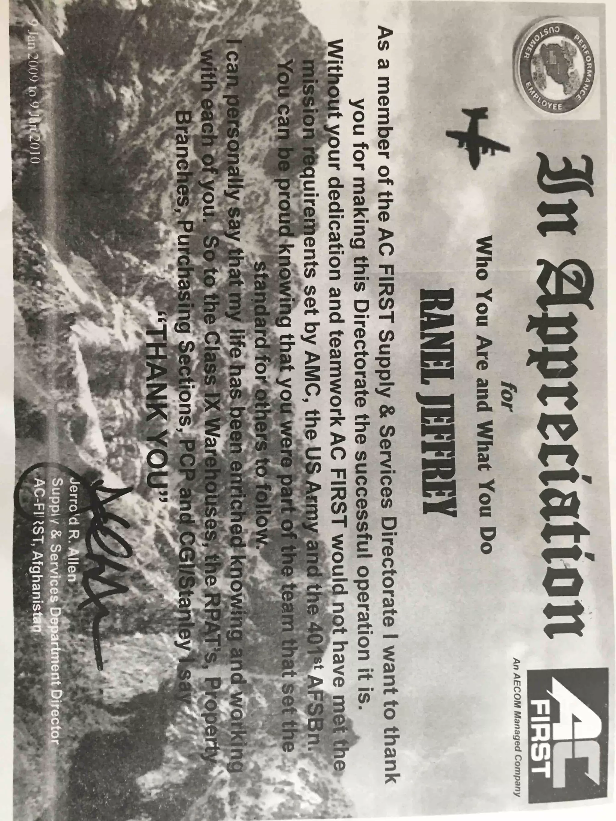 Certificate Of Appreciation AECOM:AC FIRST | PDF | Free Download