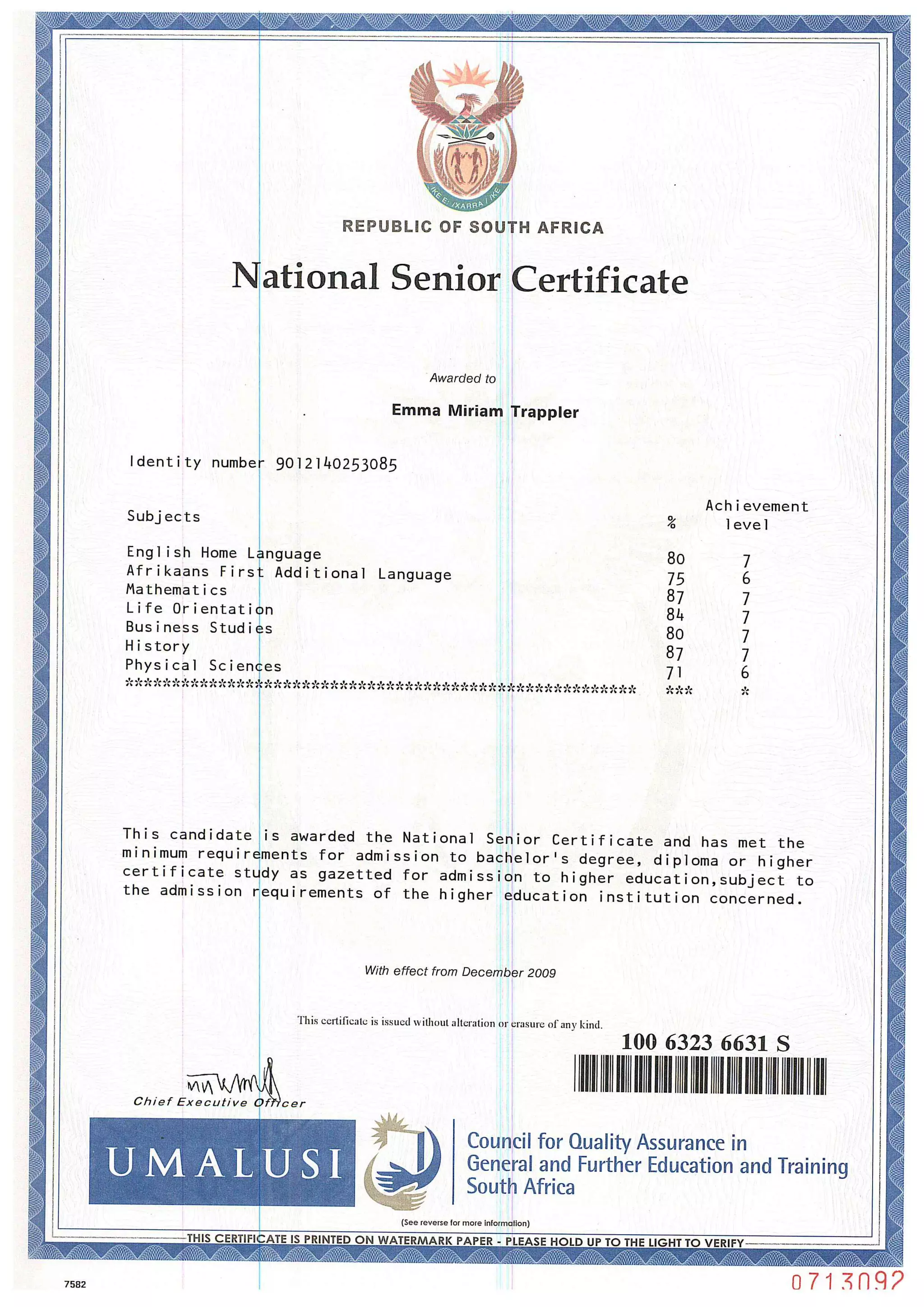 National Senior Certificate | PDF National Senior Certificate | PDF