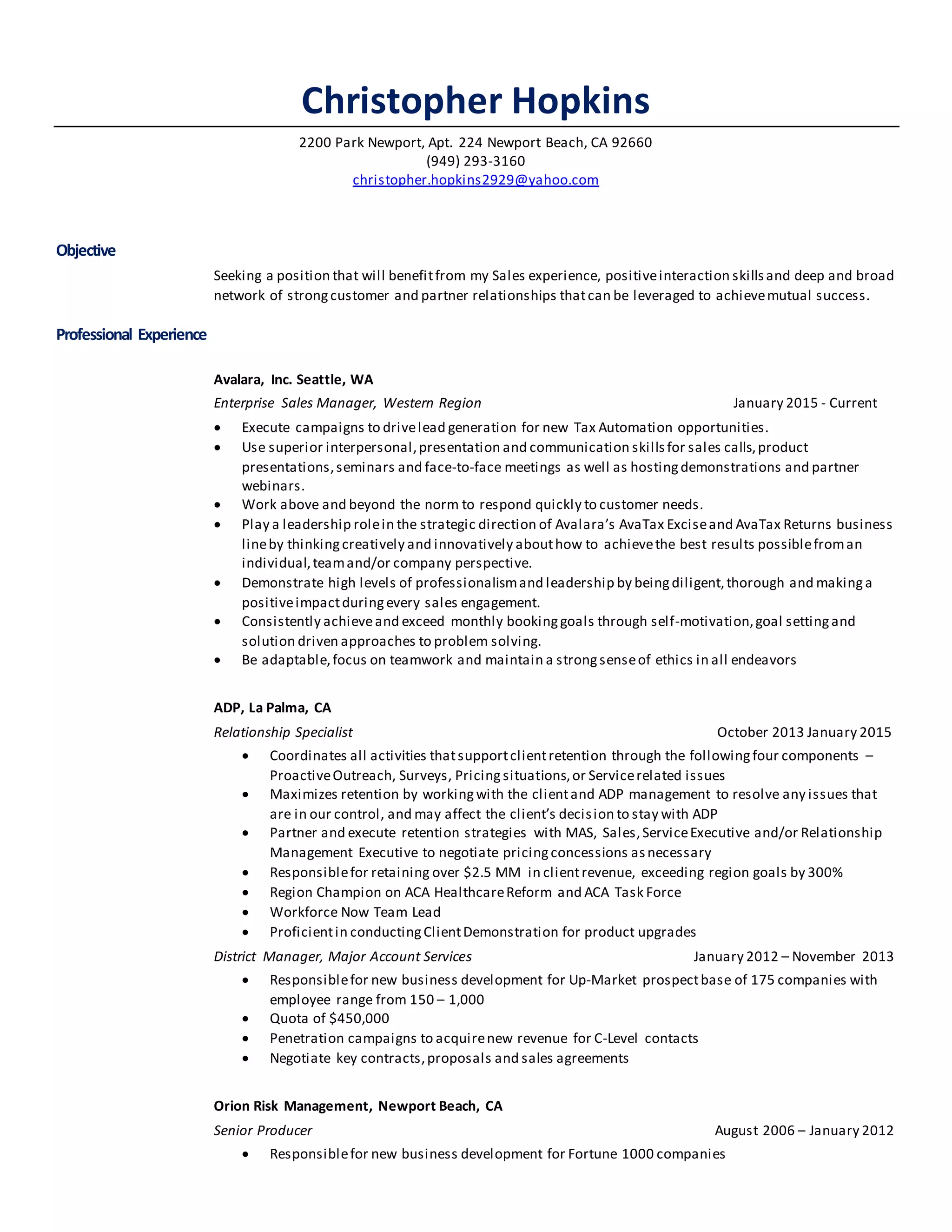 Christopher Hopkins Resume 2016 v1 | DOCX