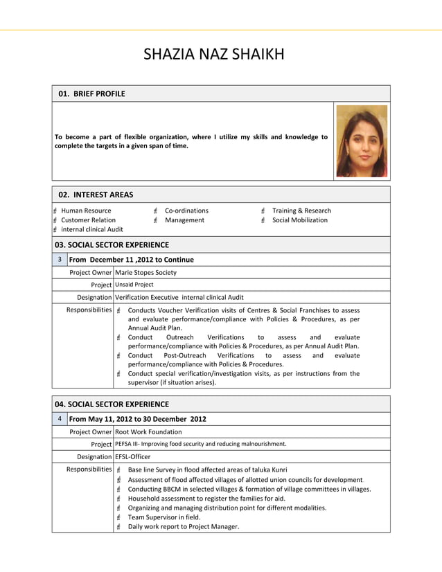 Shazia shaikh CV khi Final | DOC | Human Resources | Business