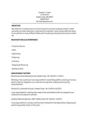 Charles C. Resume(1-27-16) | PDF