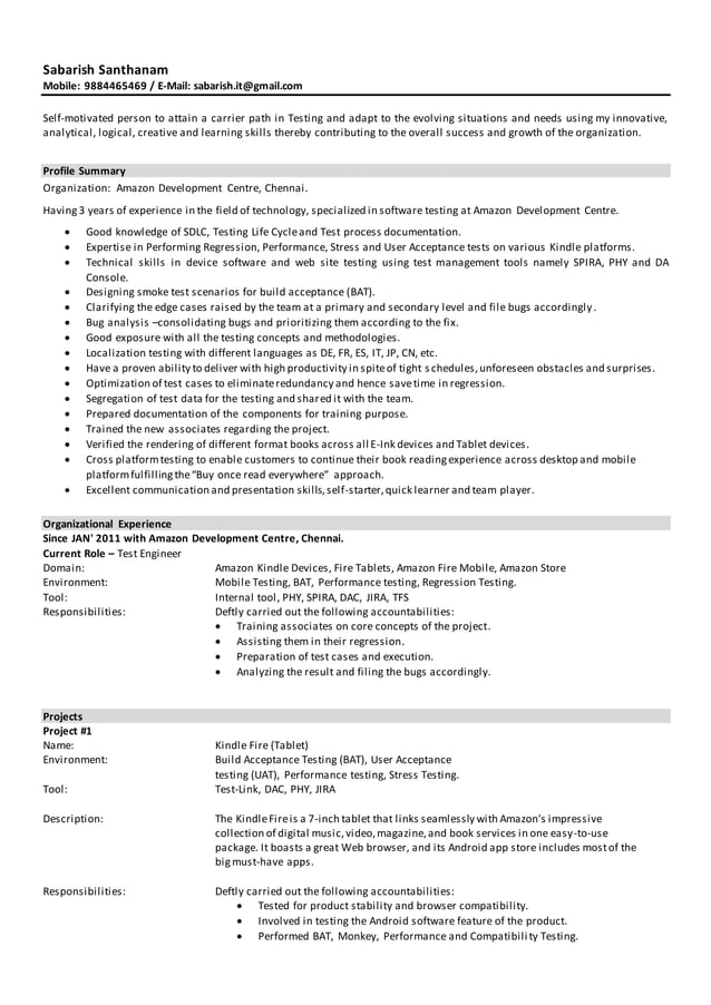 Sabarish_Amazon Development Center_3 years of exp | PDF