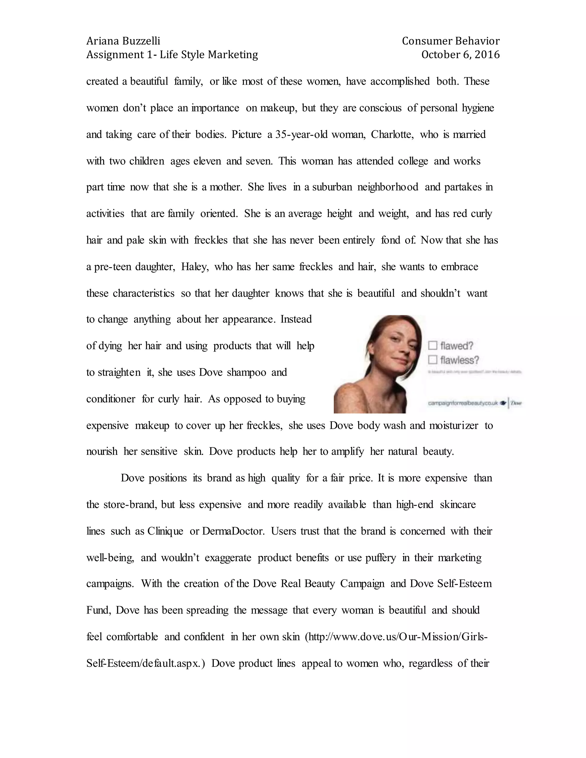 Assignment 1 Dove Target Audience | DOCX