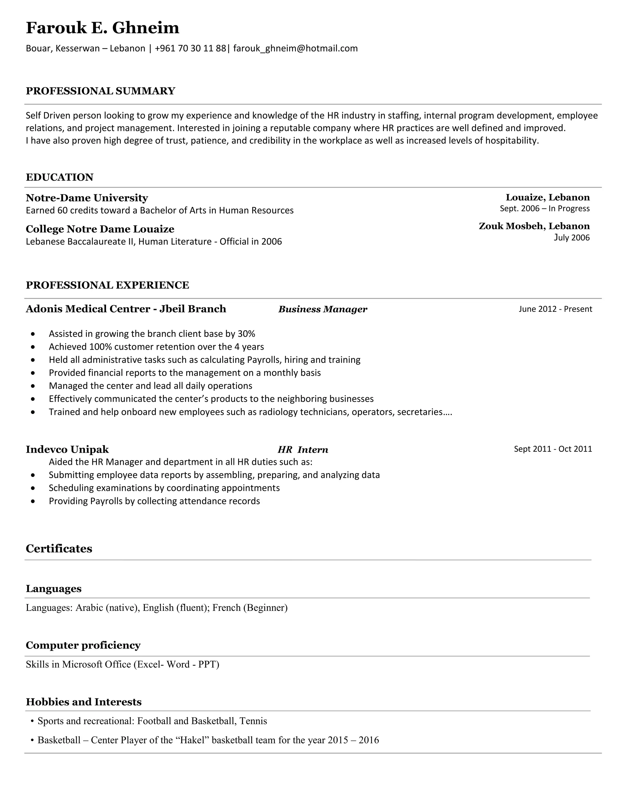 Farouk Ghneim - CV | PDF