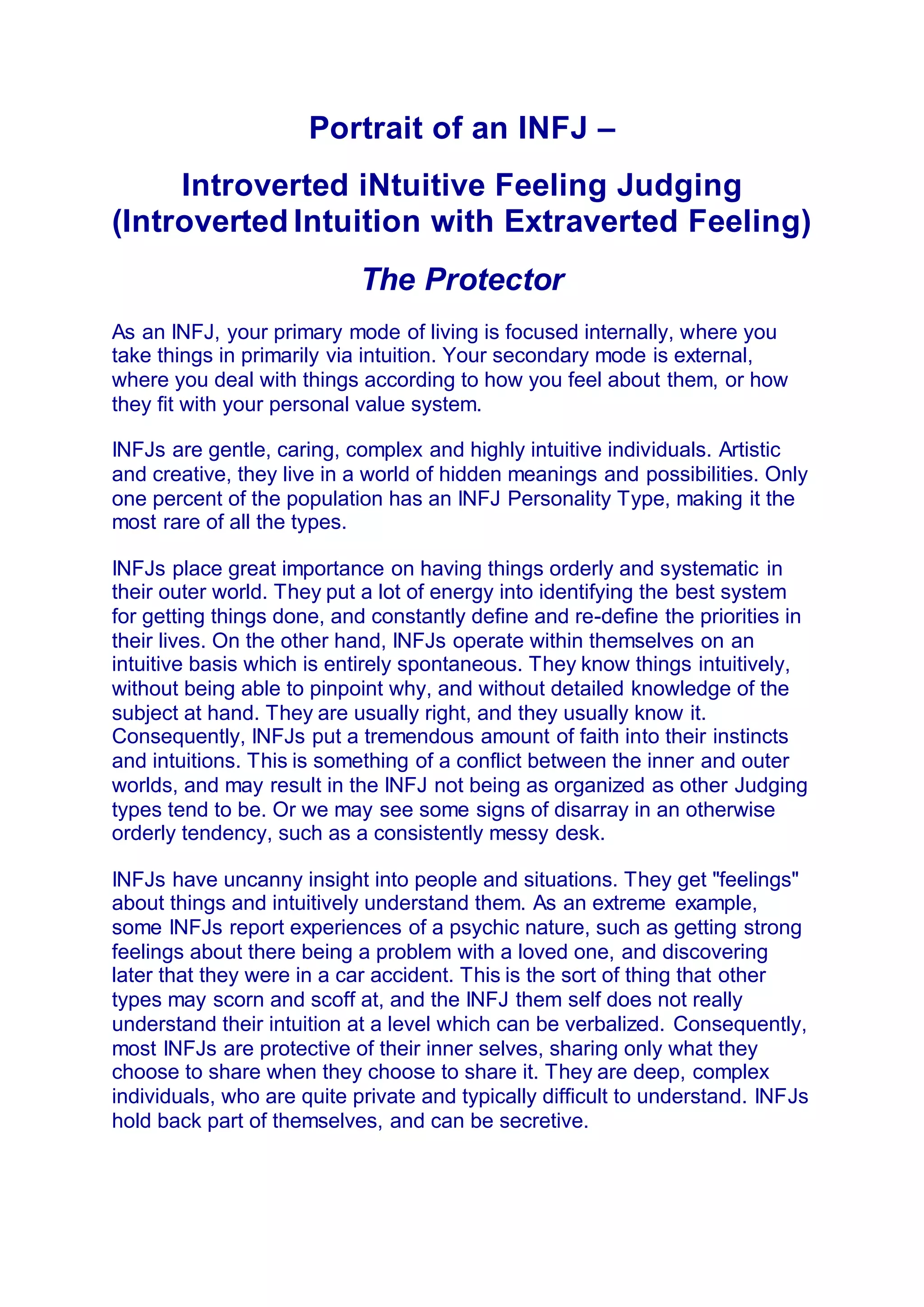 INFJ PERSONALITY - Christine Vorster | DOCX