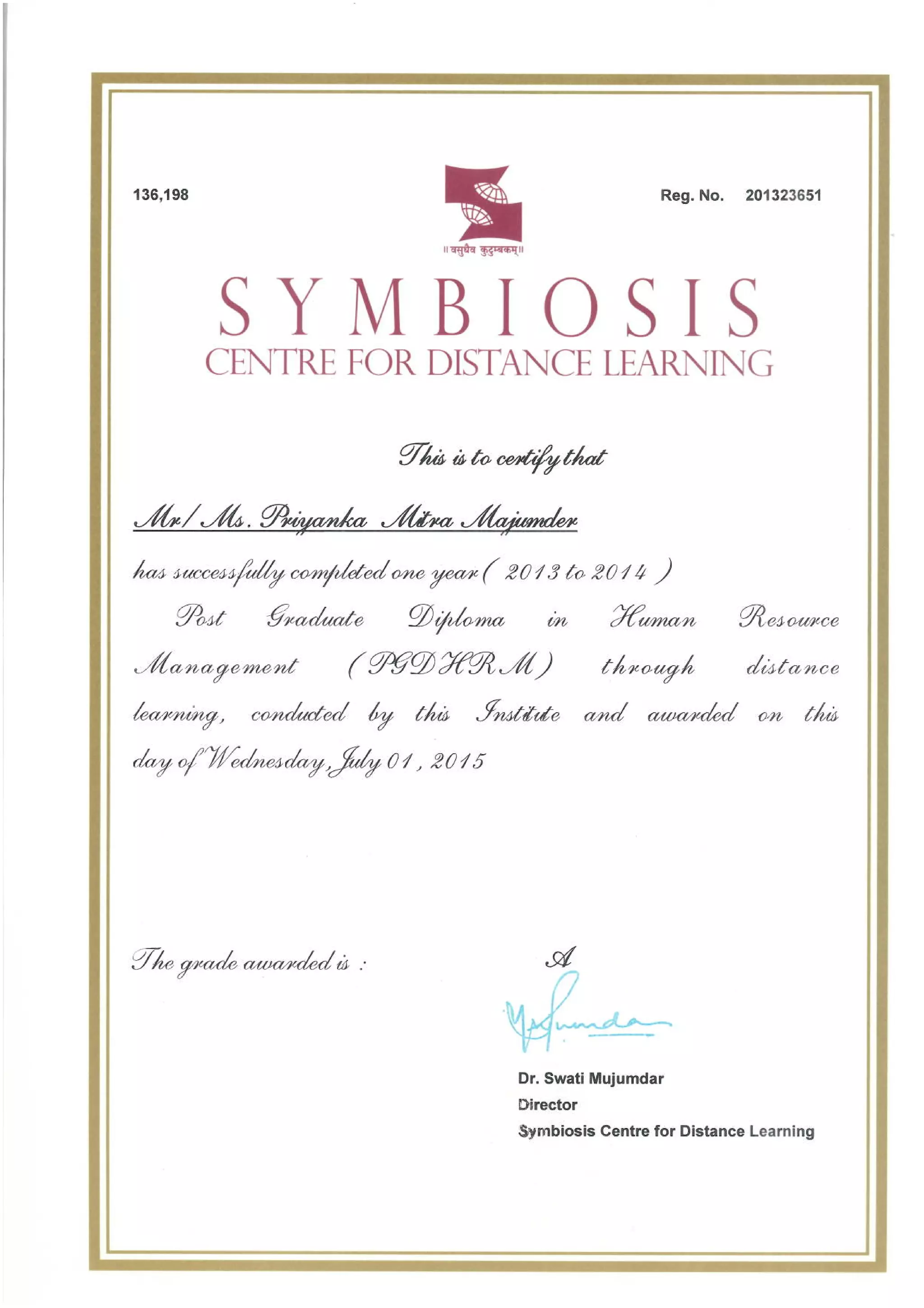 PGDHRM Certificate | PDF