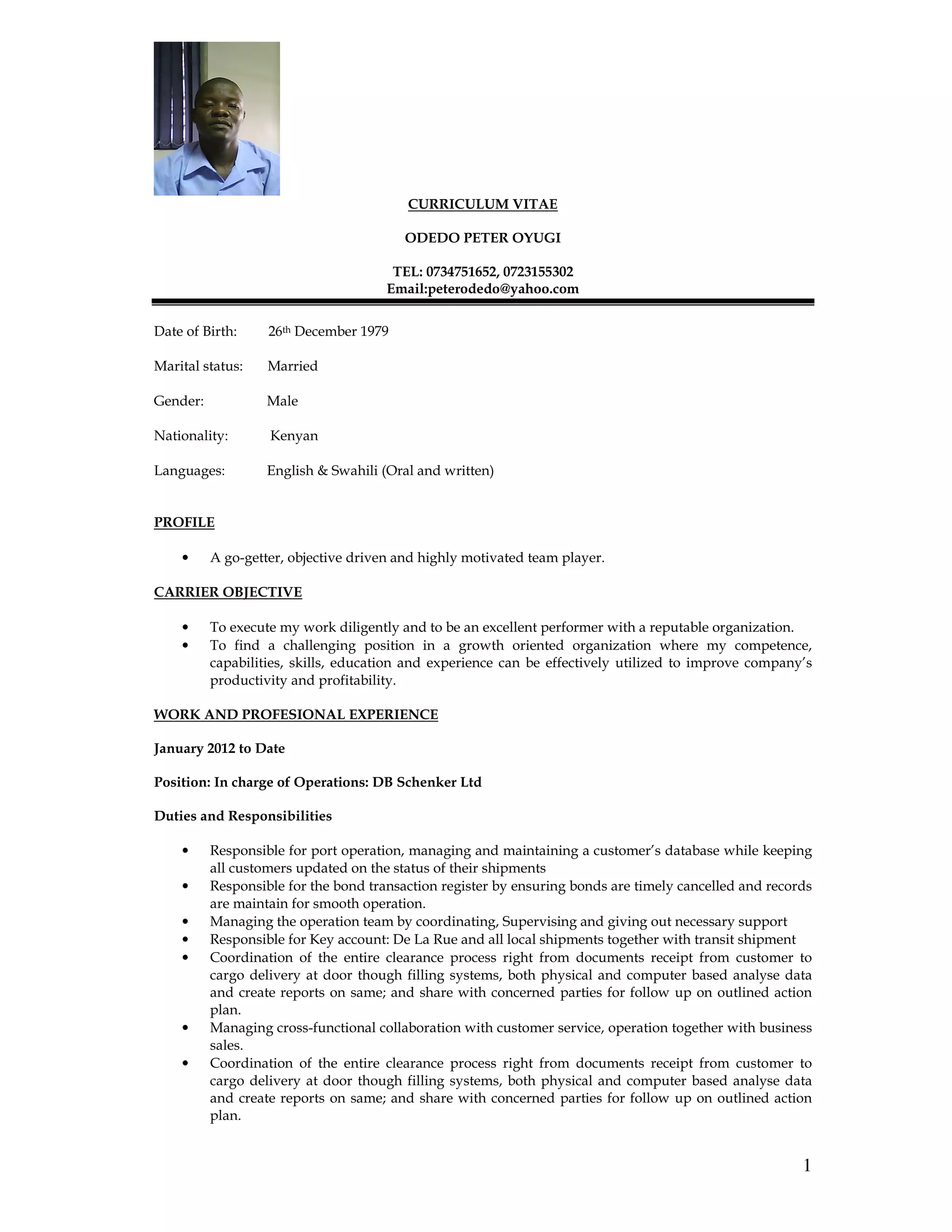CV - Peter Odedo (PDF) | PDF