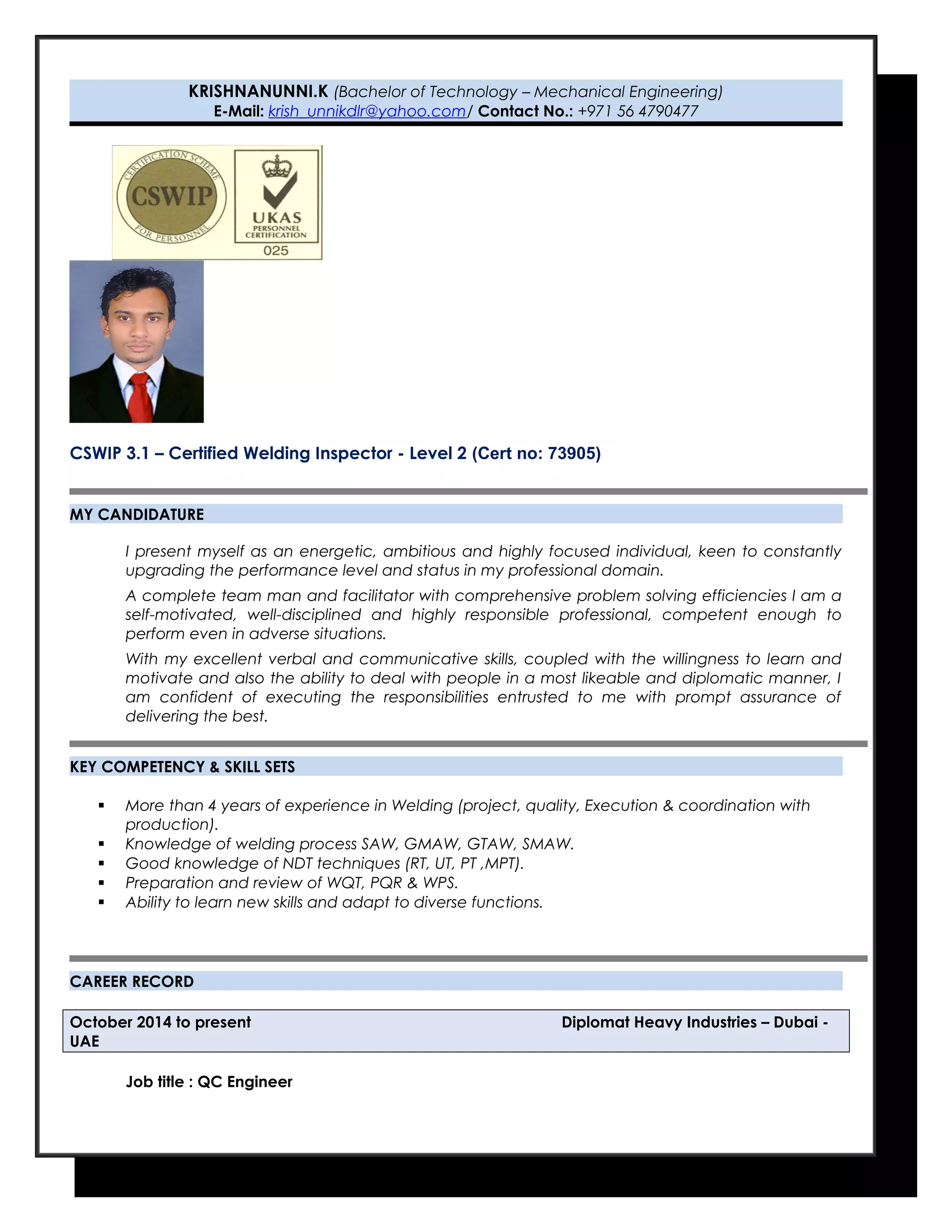 KrishnanUnni-CV | PDF