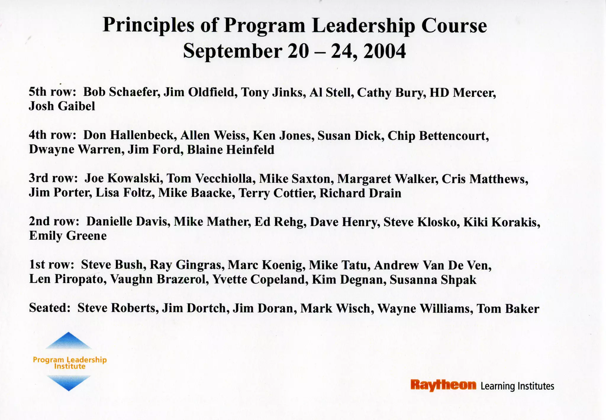 Raytheon - Principles of Program Leadership Course | PDF