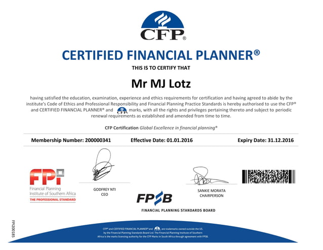 CFP CERT - MJ LOTZ | PPT