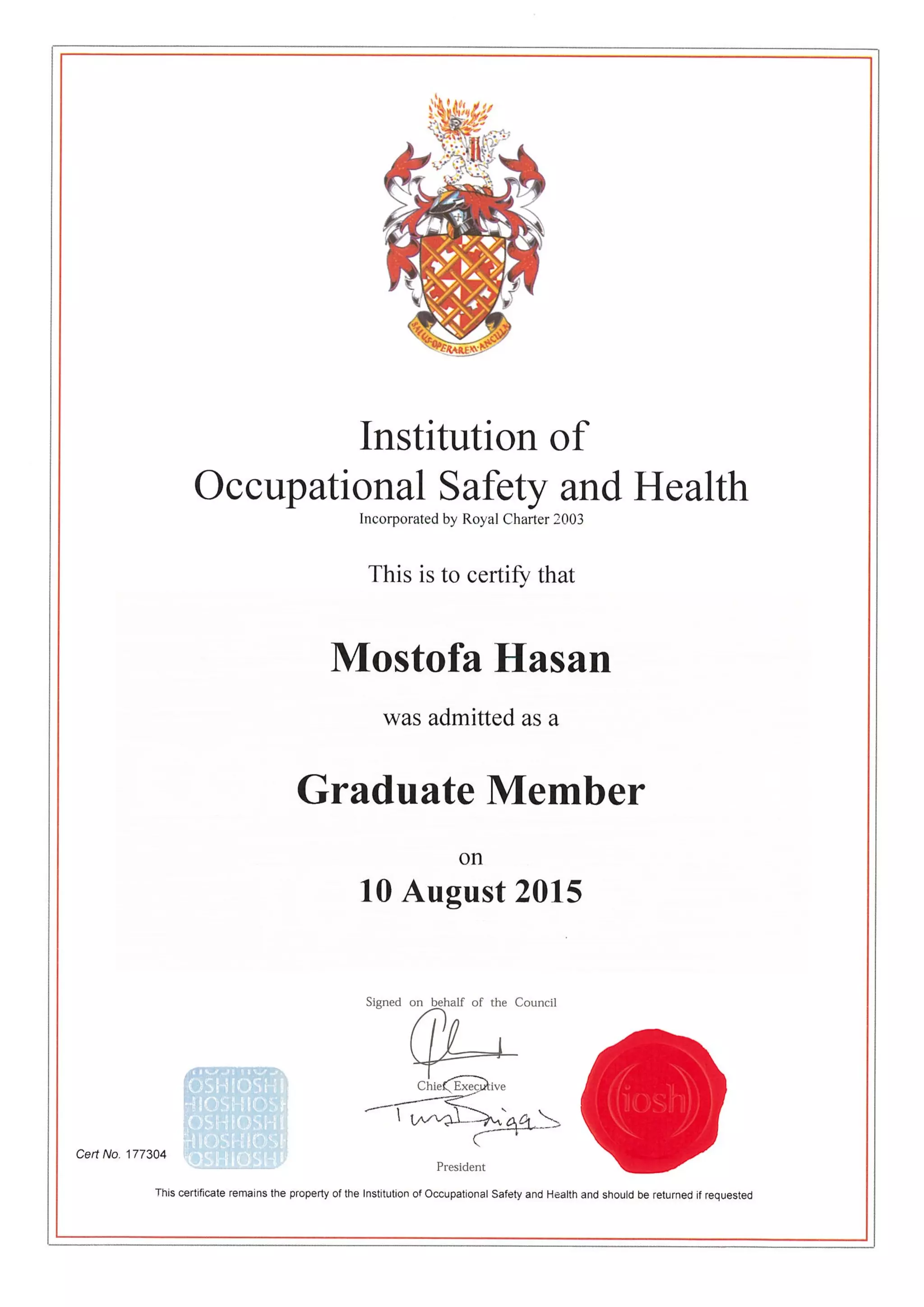 Grad IOSH Certificate | PDF