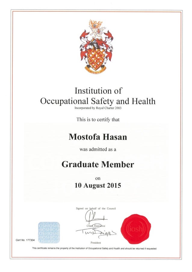 Grad IOSH Certificate Grad IOSH Certificate