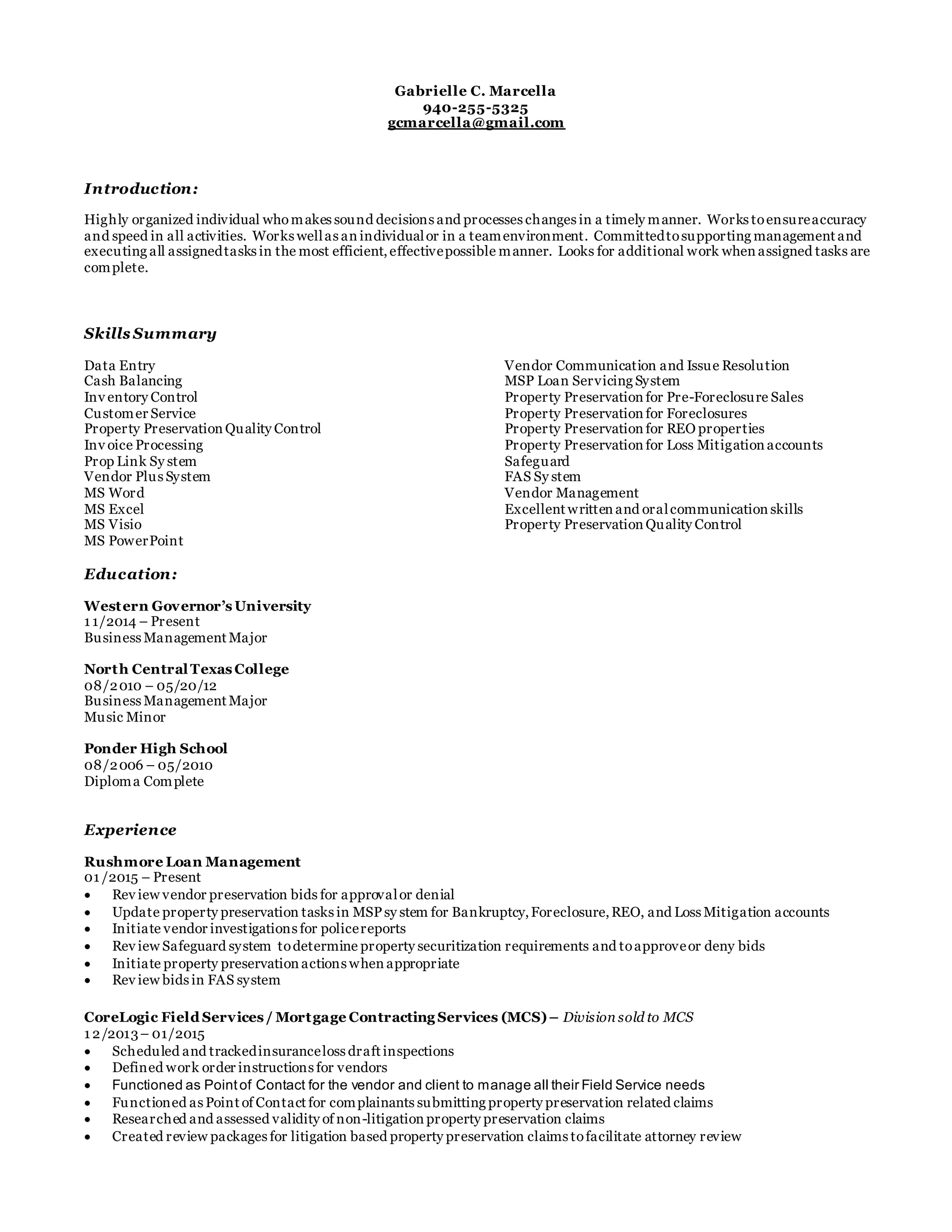 Gabrielle Marcella - Resume | DOCX