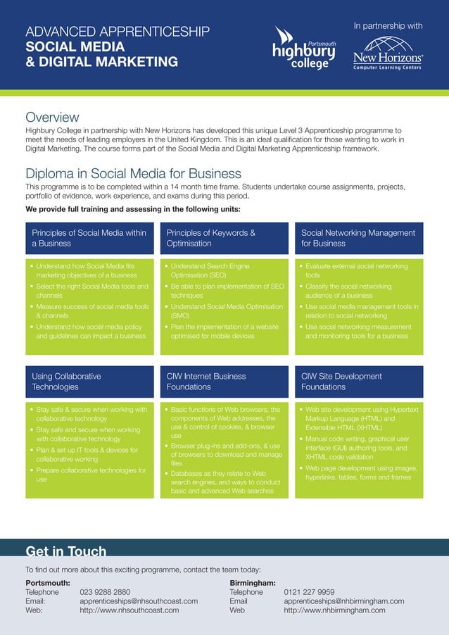 Social Media and Digital Marketing Apprenticeship (HI RES FOR SCREEN) | PDF