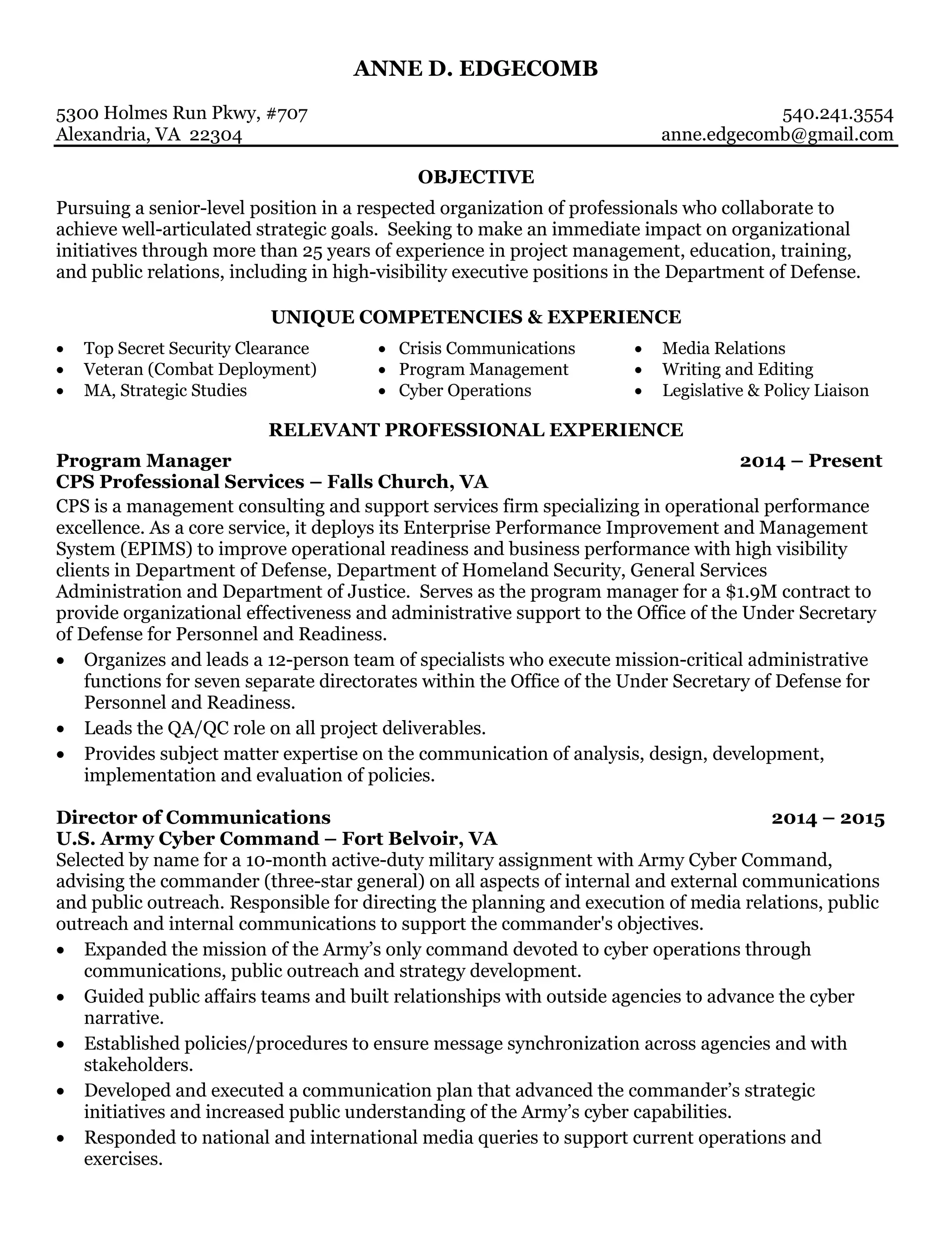 Anne Edgecomb Resume APRIL2016 | PDF