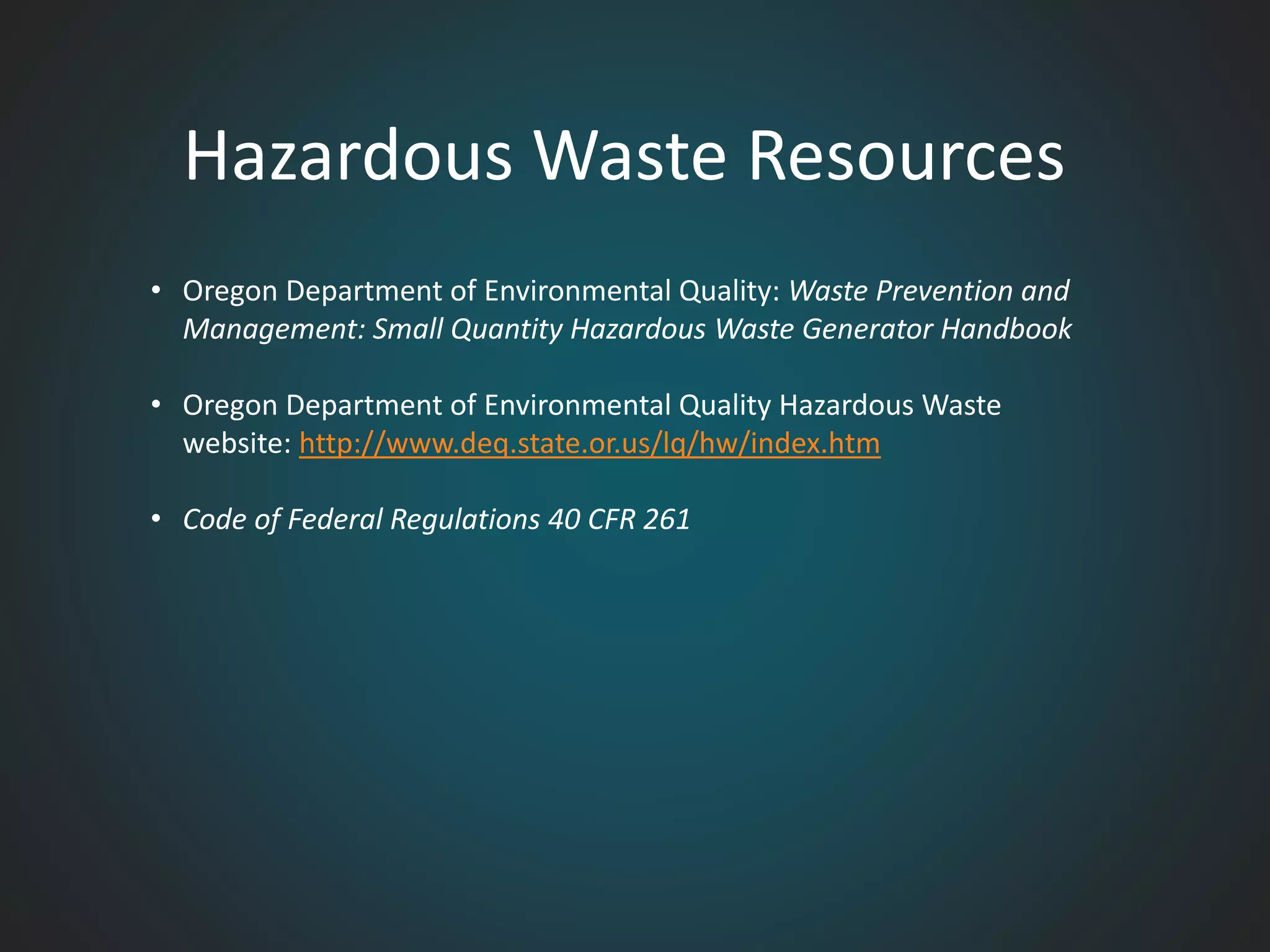 Hazardous Waste Management Training 3-15, GSRMC | PPTX