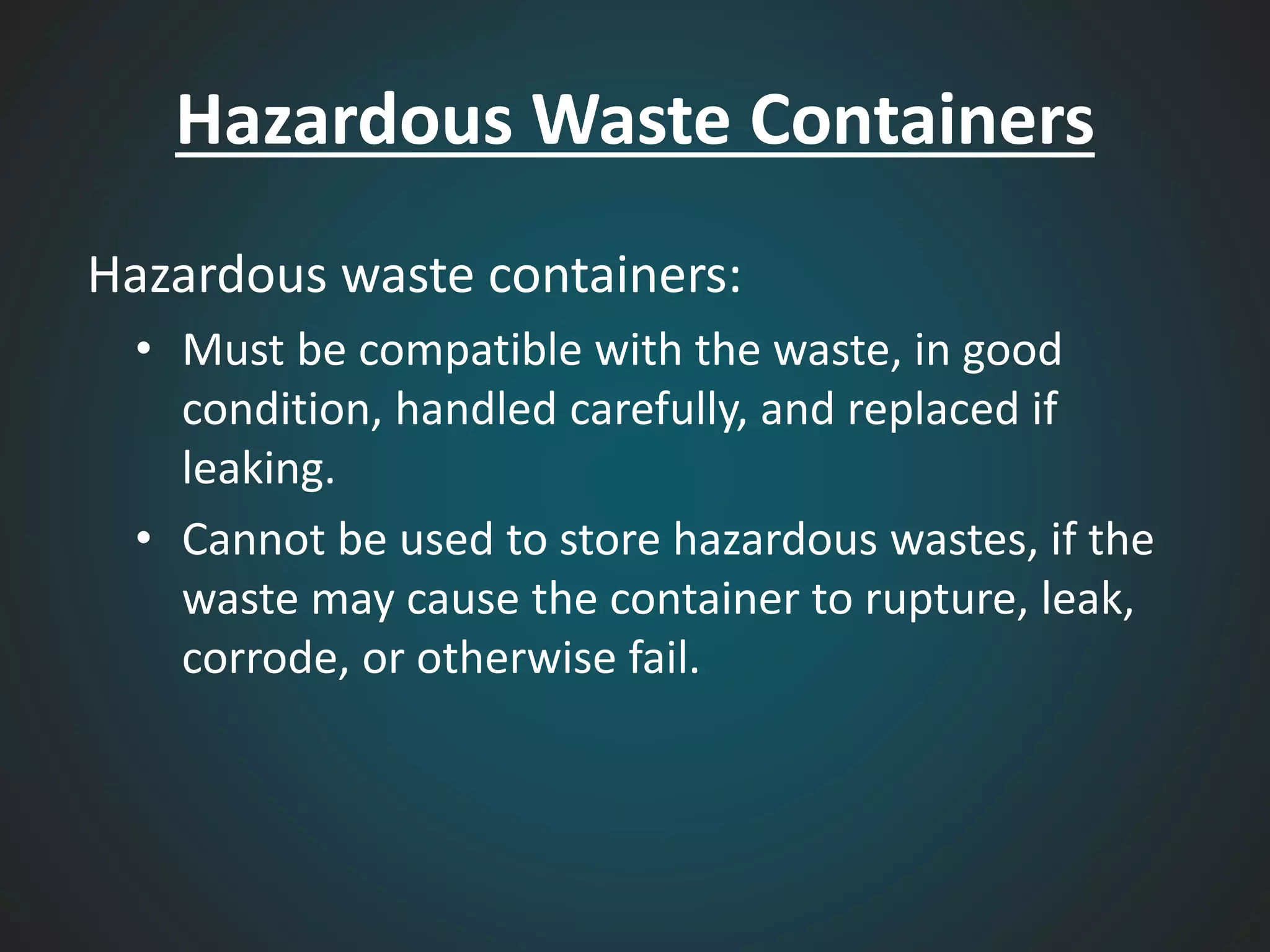 Hazardous Waste Management Training 3-15, GSRMC | PPTX