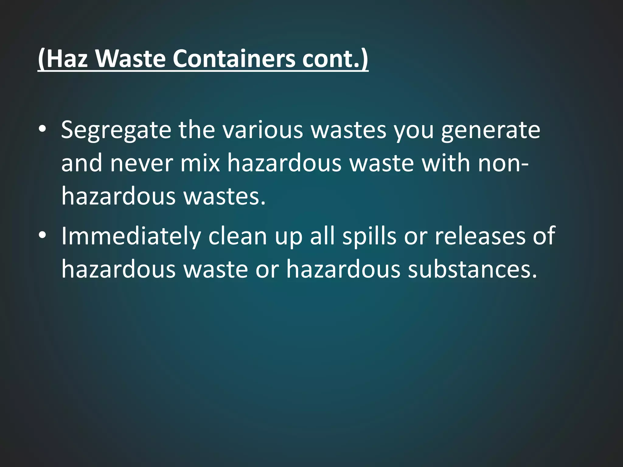 Hazardous Waste Management Training 3-15, GSRMC | PPTX