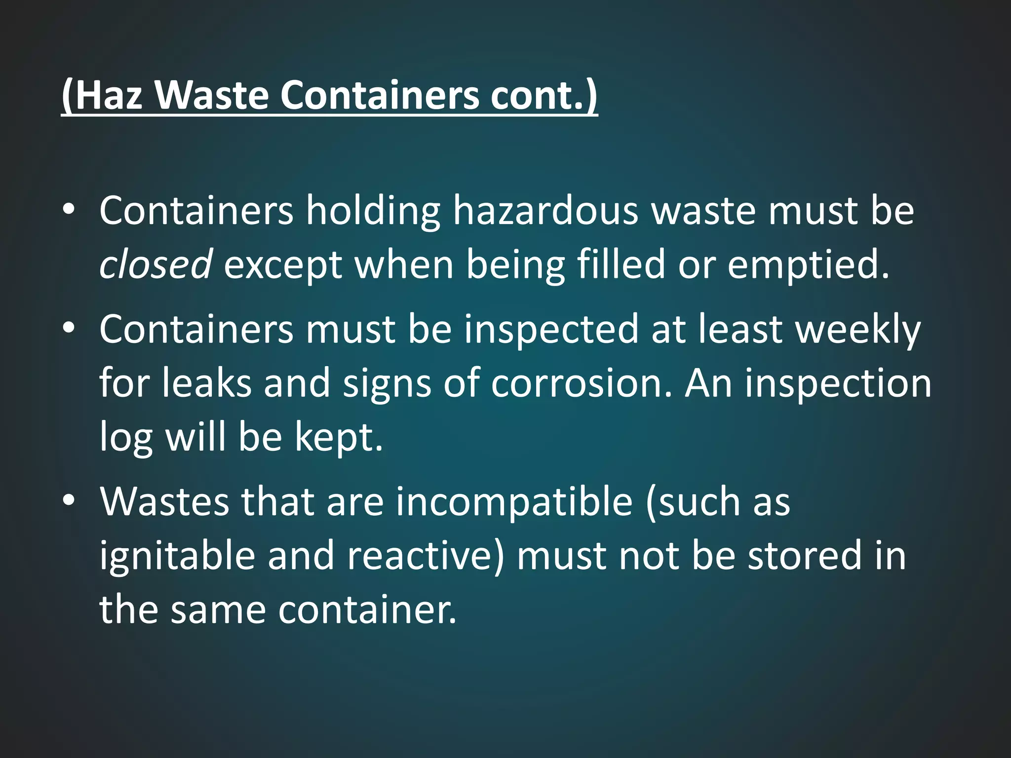 Hazardous Waste Management Training 3-15, GSRMC | PPTX