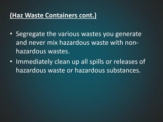 Hazardous Waste Management Training 3-15, GSRMC | PPTX | Business and ...