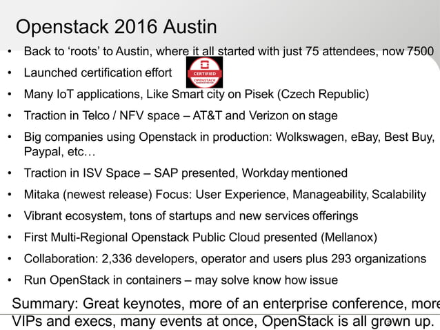 OpenStack Summit Austin 2016 v1.3 | PPT