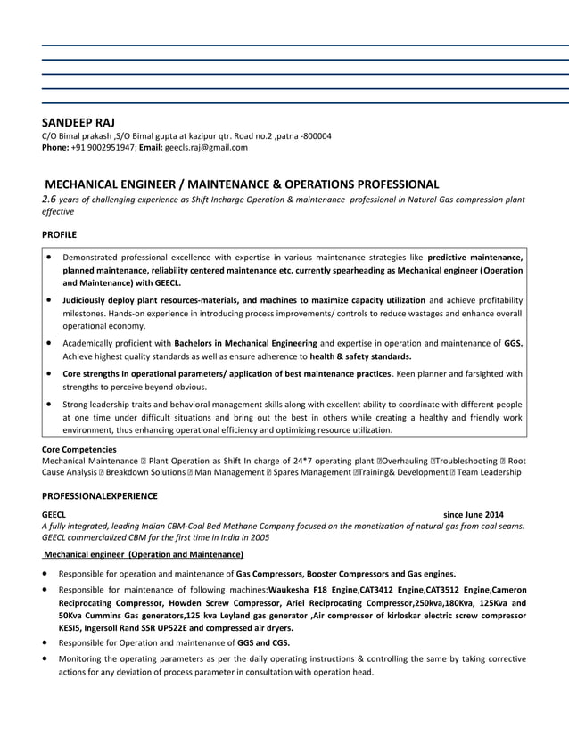 Sandeep raj mechanical engineer(Resume) | PDF