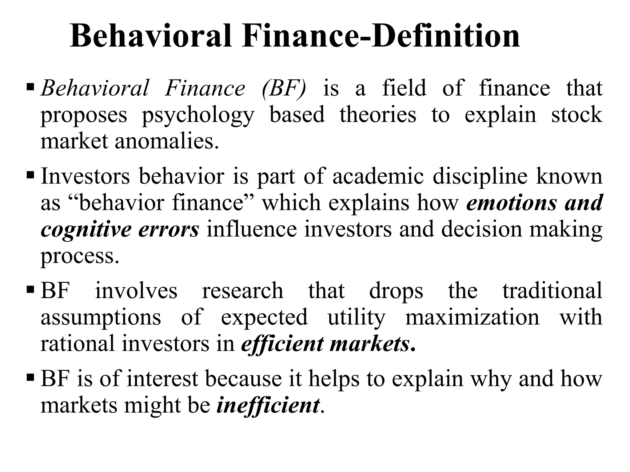 Behavioral Finance Overview | PPTX